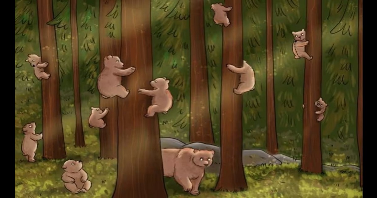 जंगलात अस्वलांसोबत लपला आहे एक मनुष्य, नजर तीक्ष्ण असेल तरच शोधू शकाल ...