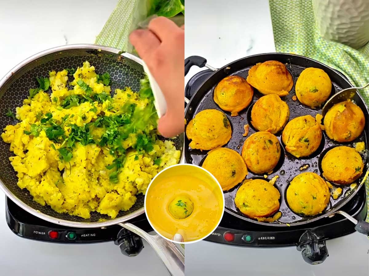 चमचाभर तेलात आप्पे पात्रात करा खमंग बटाटेवडे! अजिबात तेलकट न होता ...