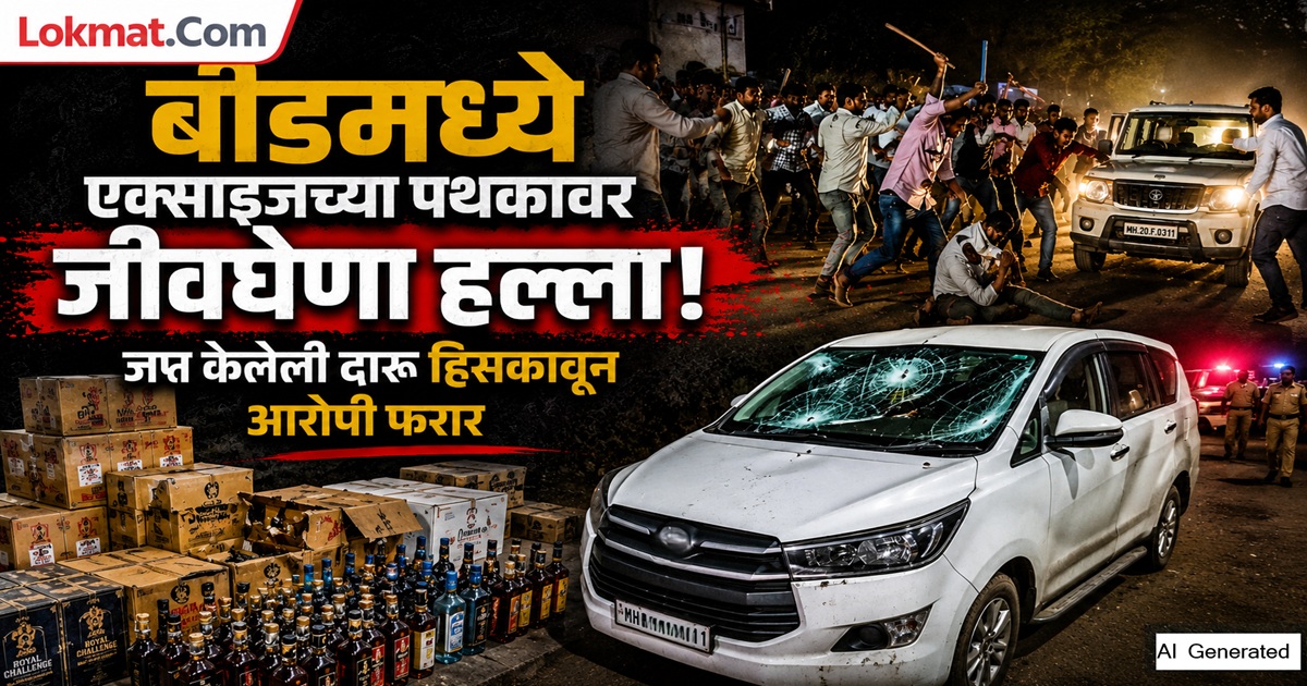 बीडमध्ये 'एक्साइज'च्या पथकावर हल्ला; गोवा बनावटीची जप्त दारू हिसकावून ...