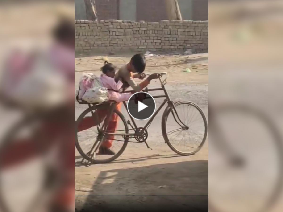 Trending Brother Sister Video भावाची माया बहिण सायकलवरून पडू नये 3582