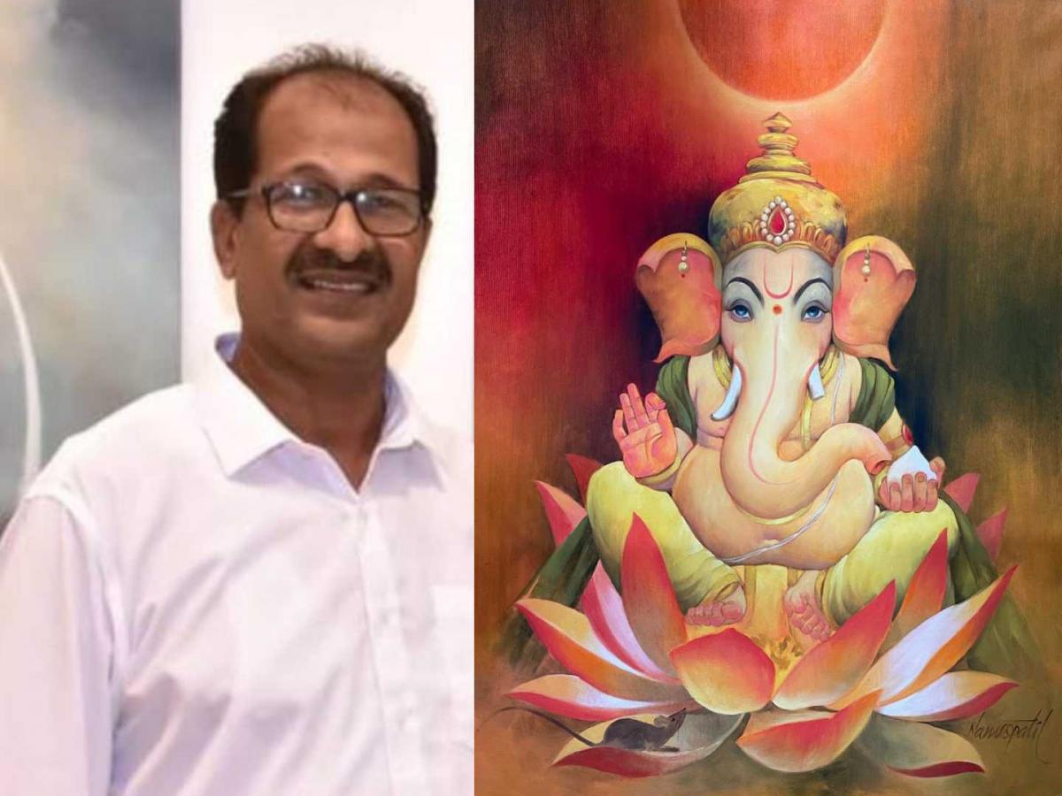 चित्रकार नामदेव पाटील यांचे 'श्री गणेश' मालिकेवरील कलाकृतींचे प्रदर्शन ...