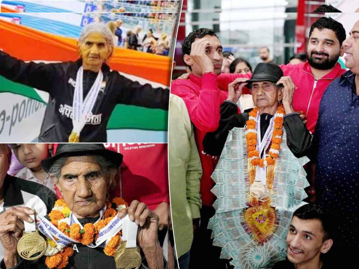 ३ सुवर्ण जिंकल्यानंतर ९५ वर्षीय आजीबाईंचं भारतात आगमन लोकांनी केलं