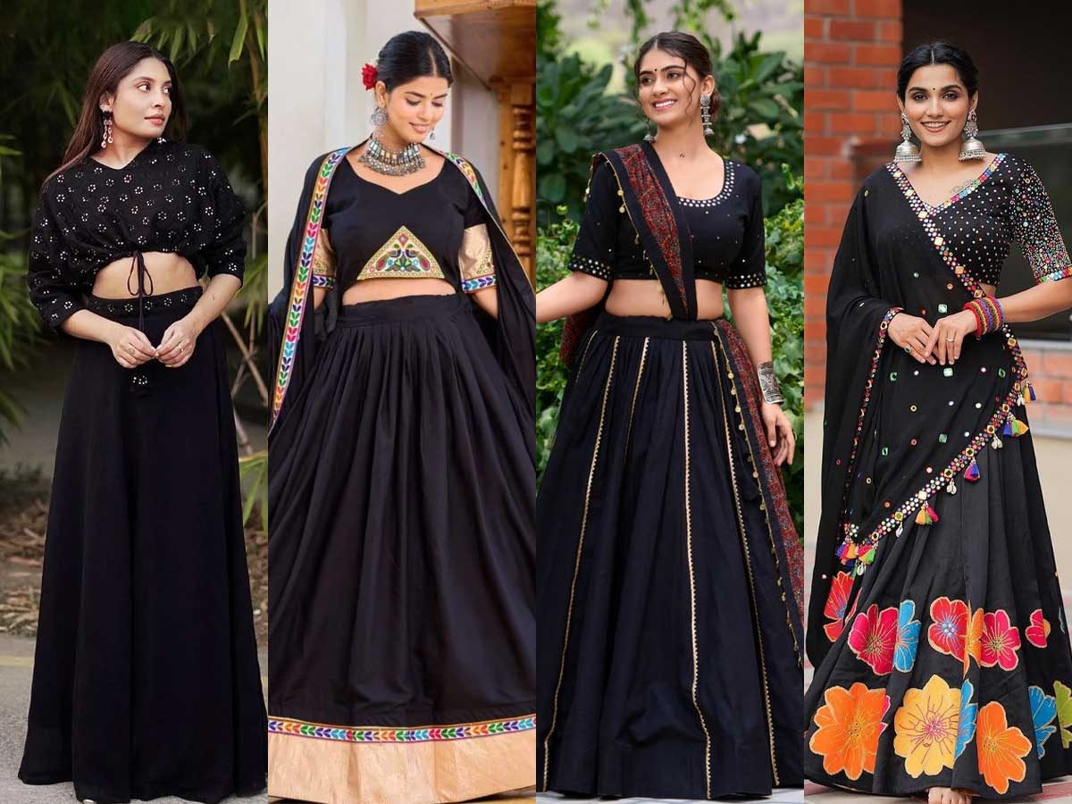 मकर संक्रांतीला काळी साडीच कशाला? बघा काळ्या रंगाच्या घागरा ...