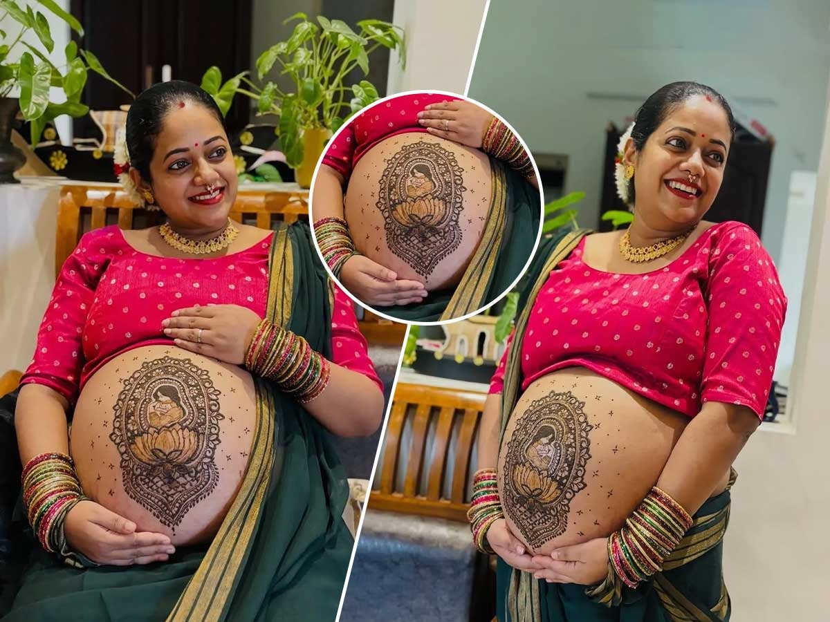मल्याळम अभिनेत्रीने पोटावर मेहेंदीनं काढलं मायलेकराचं चित्र, देखणं ...