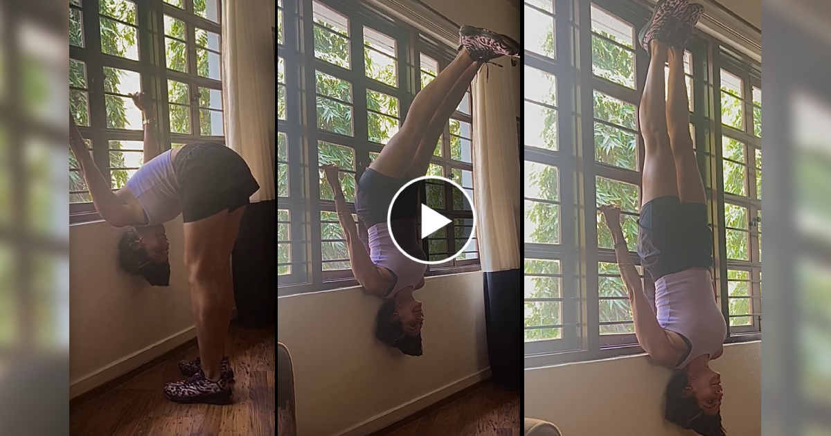 खिडकीला उलटी लटकली अन्...; प्रसिद्ध अभिनेत्रीचा हटके वर्कआऊट पाहून ...