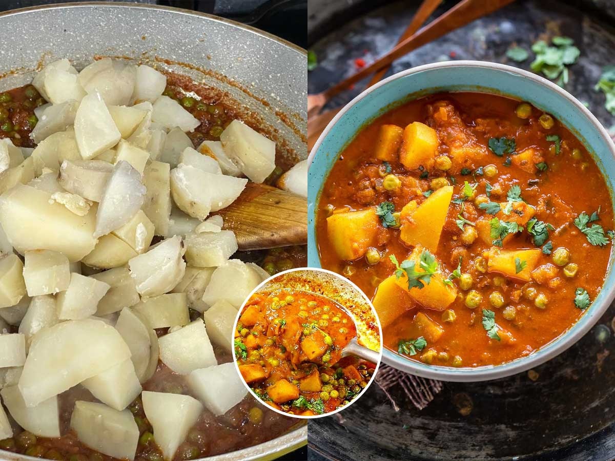 ढाबास्टाइल आलू मटार करण्याची झटपट रेसिपी - परफेक्ट ग्रेव्ही करण्याची ...
