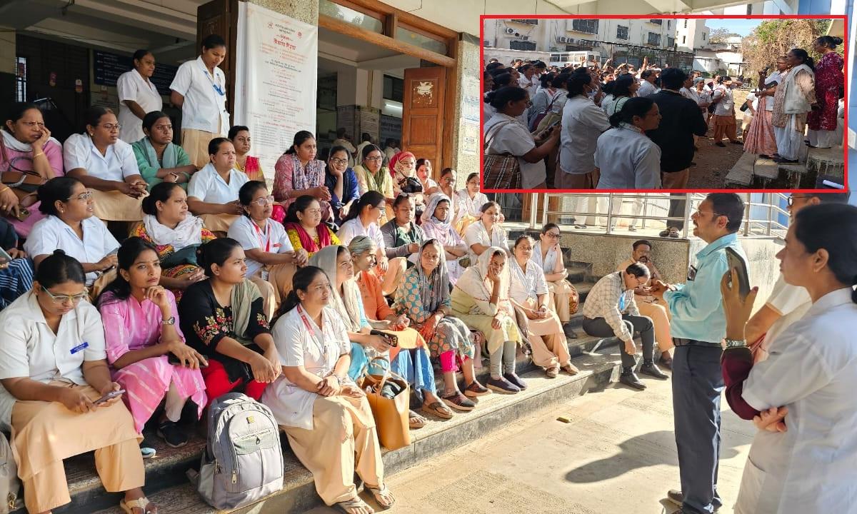 छत्रपती संभाजीनगरात घाटी, जिल्हा रुग्णालयात परिचारिकांचे काम बंद आंदोलन ...