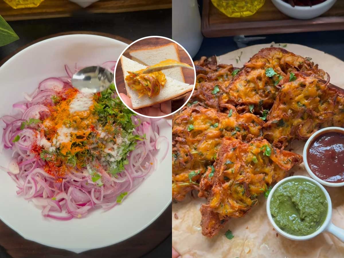 ब्रेड पकोडा आणि कांदा भजीचे फ्यूजन - चहासोबत खा गरमागरम कांद्याचा ब्रेड ...
