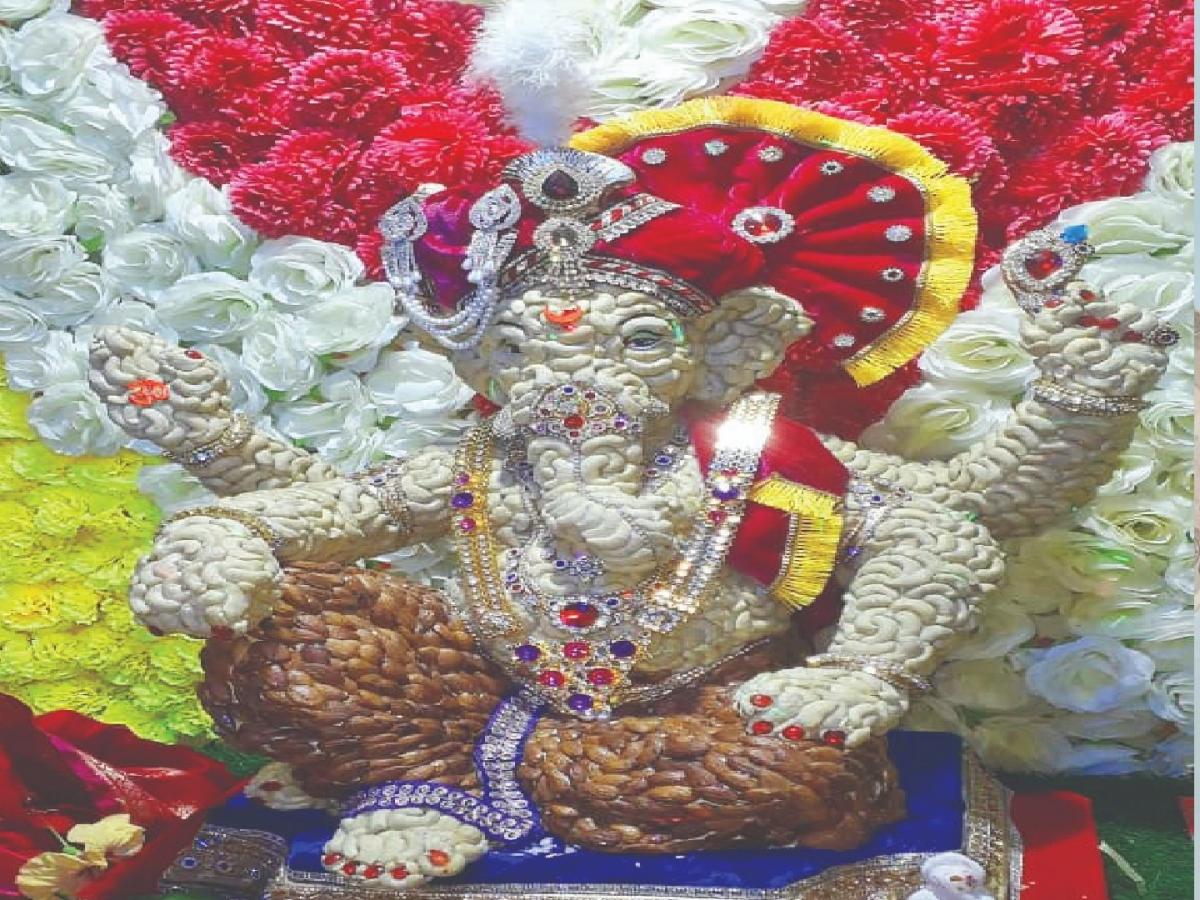 सातारा: काजू अन् बदामची आगळीवेगळी गणेशमूर्ती, पाटण तालुक्यात ठरला ...