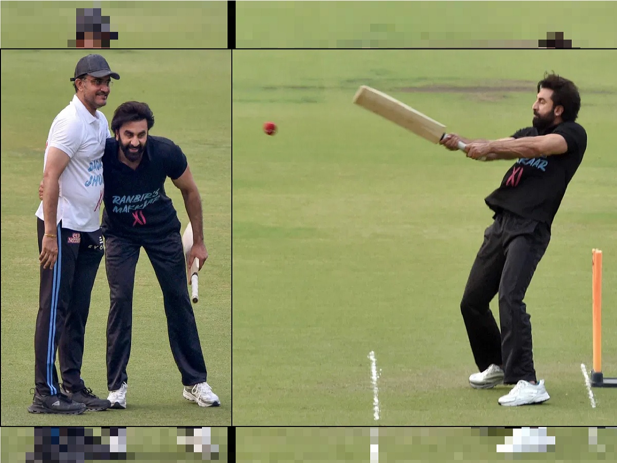 Sourav Ganguly च्या चेंडूंवर Ranbir Kapoor चे तुफानी षटकार; ईडन ...