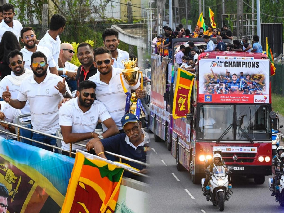 Sri Lanka team Victory Parade : आशिया जिंकून श्रीलंकन संघ मायदेशात ...