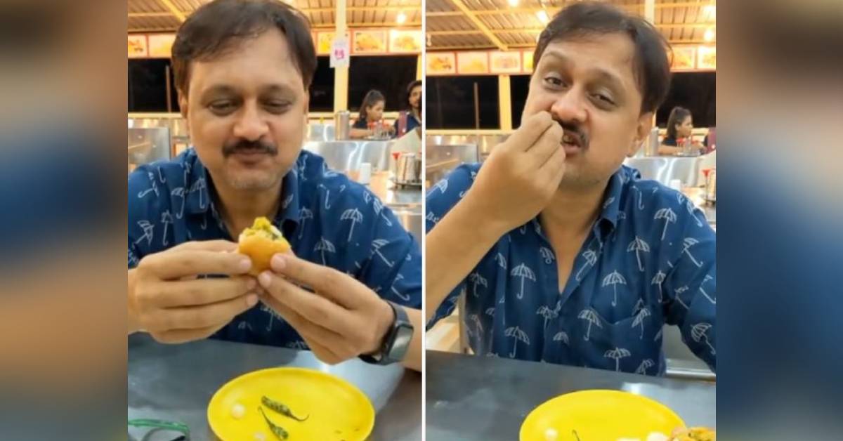 Video: 'हम तो ऐसे है भैया!' मुसळधार पावसात सुनील बर्वेने मारला वडापाववर ...
