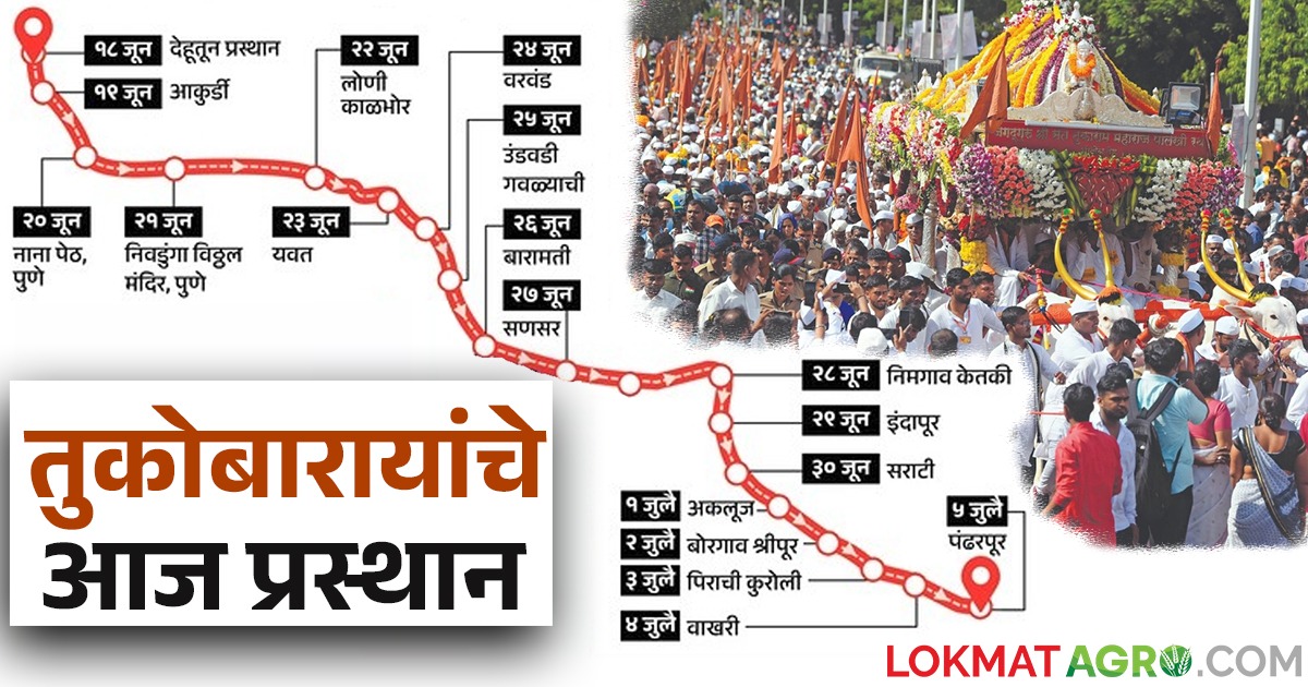 तुकोबांच्या पालखीचे आज प्रस्थान; कुठे कधी मुक्काम? जाणून घ्या सविस्तर ...