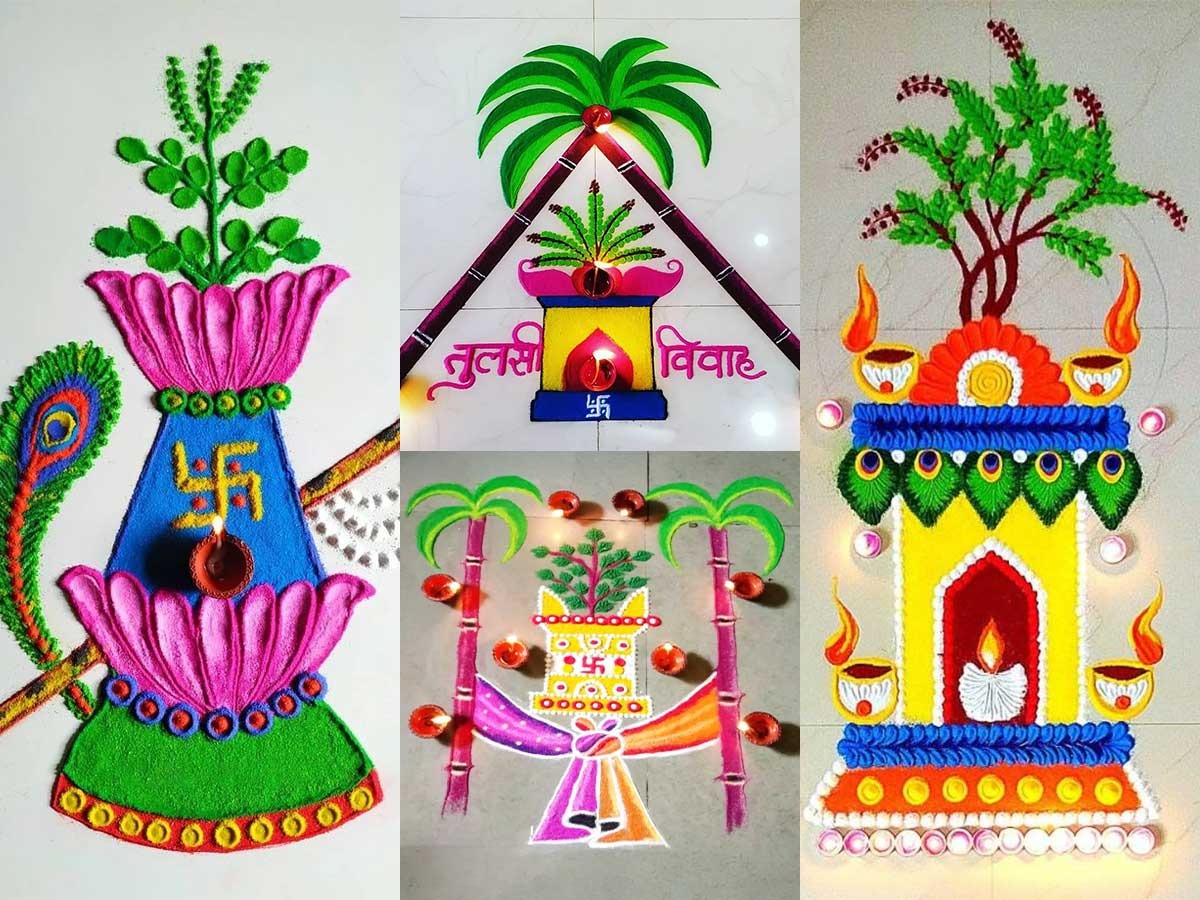 Tulsi Vivah: तुळशीच्या लग्नासाठी खास रांगोळी डिझाईन्स, वृंदावनाभोवती ...
