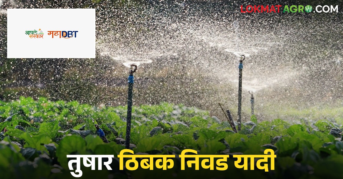 Sprinkler Drip List : महाडीबीटीवर तुषार, ठिबकची निवड यादी प्रसिद्ध, असे ...