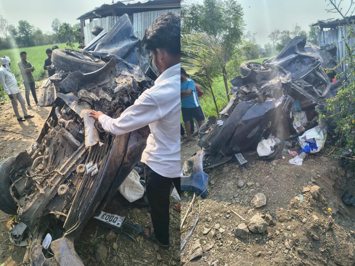 थरारक! वसमत-आसेगाव मार्गावर वेगवान कार उलटली; एकाचा मृत्यू, ४ जणांची ...