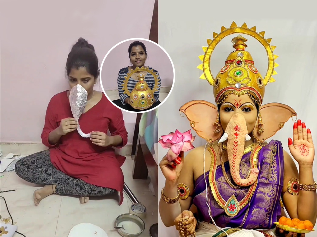 कमाल! तरुणीनं बघता बघता घेतलं गणेशाचं रुप, पाहा जबरदस्त मेकओव्हर ...