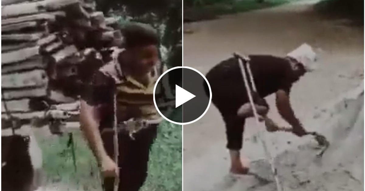 Video - जिद्दीला सलाम! पाय नाही तरी करतोय मजुरी; मेहनतीने जगतोय, डोळे ...