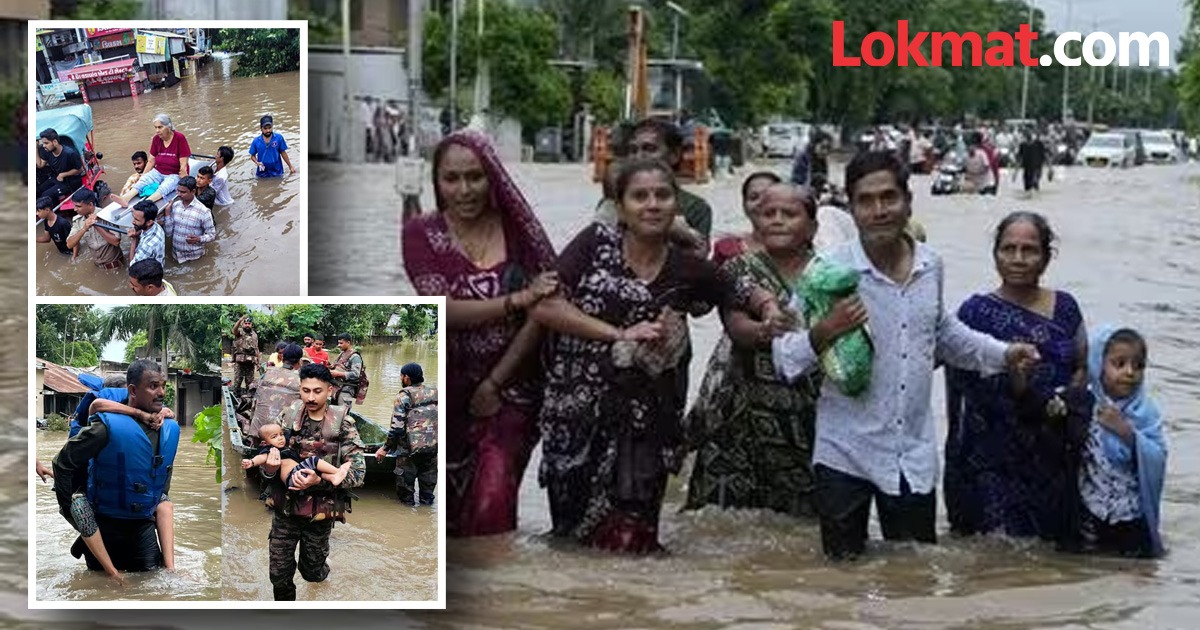 Gujarat Floods : पावसाने झोडपलं, आता घोंघावतंय चक्रीवादळाचं संकट; गुजरातवर निसर्गाचा 'ट्रिपल ...