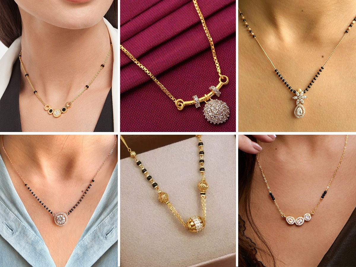 1 Gram Gold Mangalsutra : १ ग्रॅम वजनाची पाहा सोन्याची स्टोन पेंडंट ...