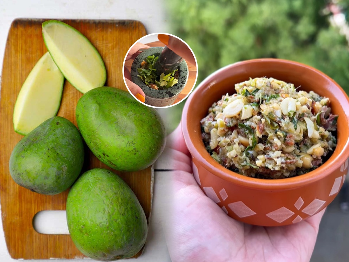 हिरव्यागार कैरीचा आंबट - गोड चटपटीत ठेचा! भाकरी - वरणभातासोबत मनसोक्त ...