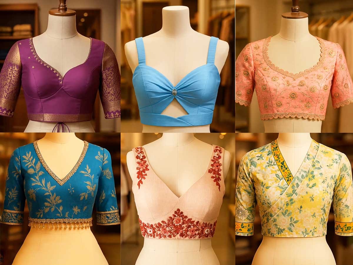ब्लाऊजचे १० ट्रेंडीग पॅटर्न, पुढचा गळा टिपिकल गोल शिवणं विसरा, पाहा ...