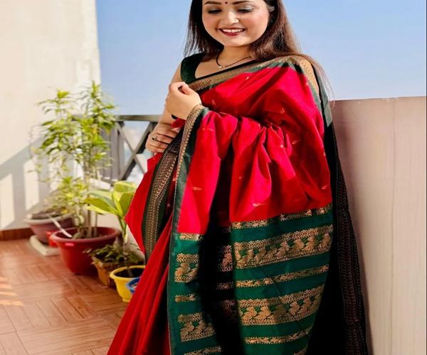 gadhwal cotton silk saree shopping, beautiful colours in gadhwal cotton ...