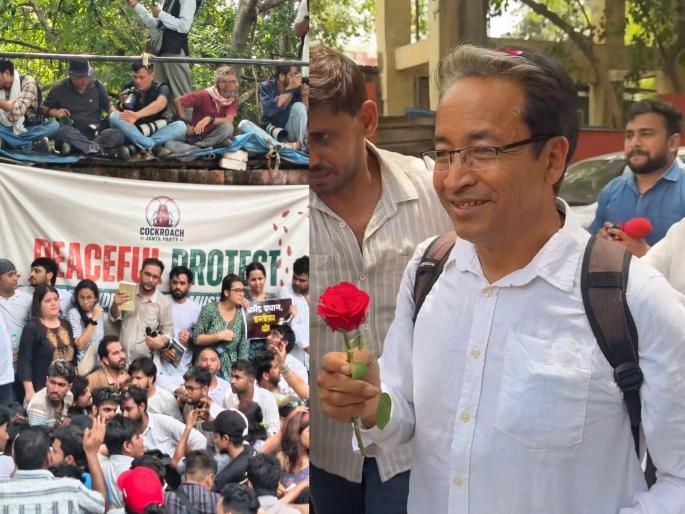हातात गुलाबपुष्प घेऊन सोनम वांगचुक आंदोलनात दाखल; पोलिसांनी सहा जणांना ...