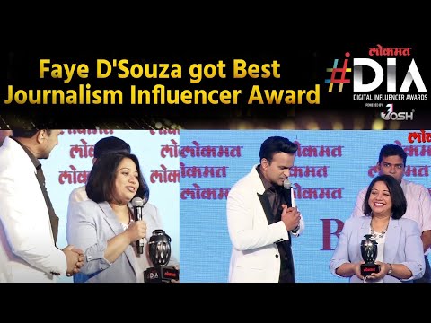 Faye D'Souza got Best Journalism Influencer Award at DIA Lokmat Digital ...