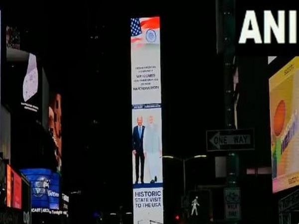Times Square displays banner welcoming PM Modi on his maiden State ...