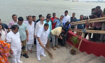CM Adhikari, ministers clean Ganga wharf in Kolkata as part of Swachh ...