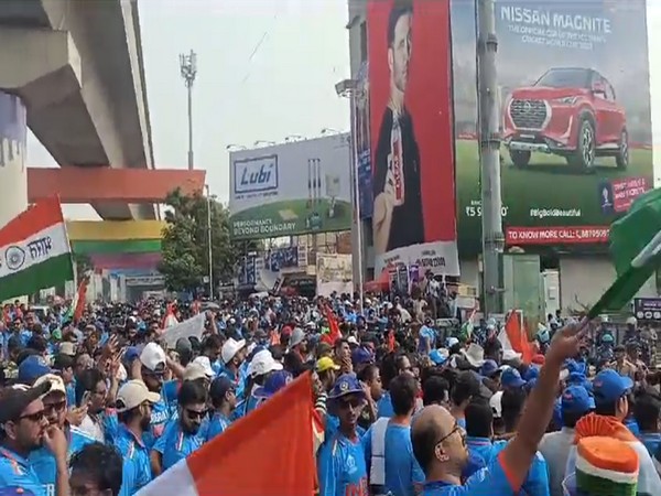 ICC CWC 2023: Sea of Blue outside Narendra Modi Stadium ahead of IND ...