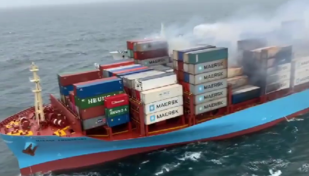 Cargo Ship Fire: ICG Continues To Combat Flames on Maersk Frankfurt off ...