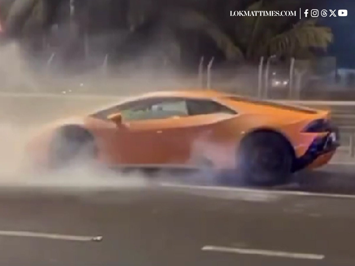 Mumbai Coastal Road Incident: Fire Breaks Out in Moving Lamborghini ...