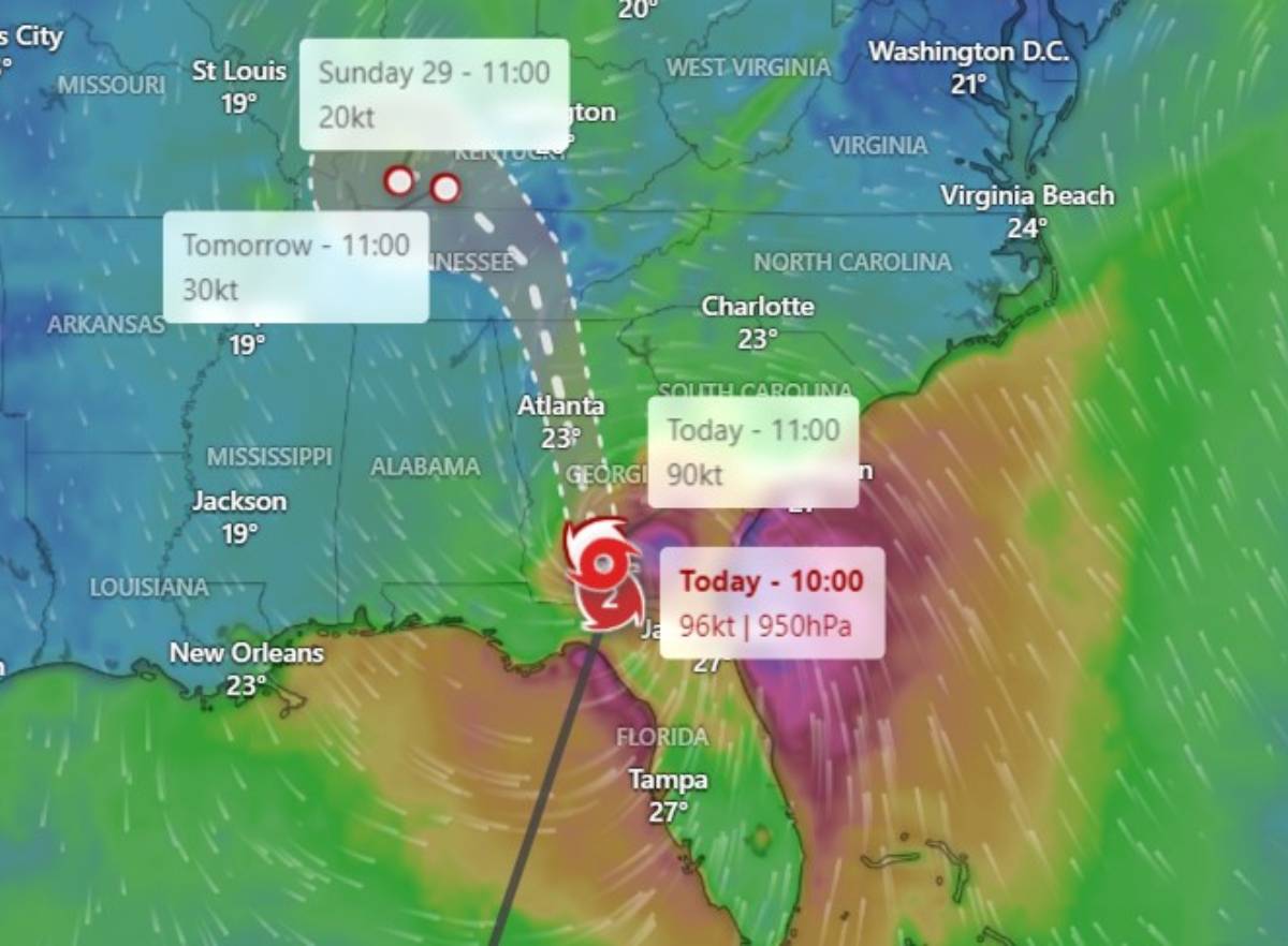 Hurricane Helene Live Tracker Map on Windy: Cyclonic Storm Hits Florida As Its Update to ...