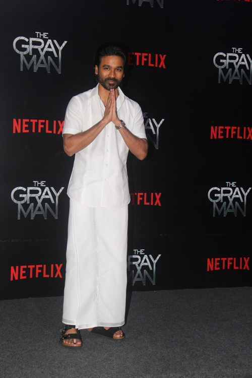 The Gray Man: When Dhanush wore traditional dhoti on the premiere of ...