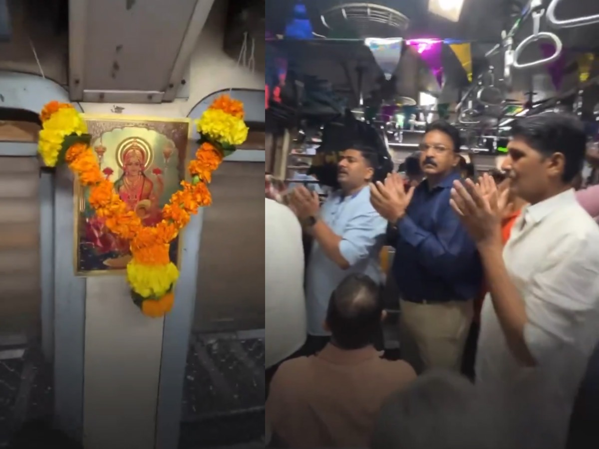 Mumbai Local Train Passengers Decorate Compartment, Perform Pooja to ...