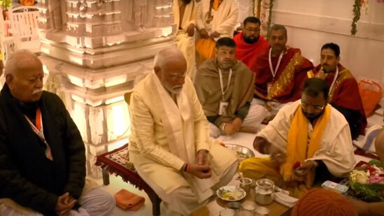 Narendra Modi enters Ram Temple Premises Carrying Puja Samagri for ...