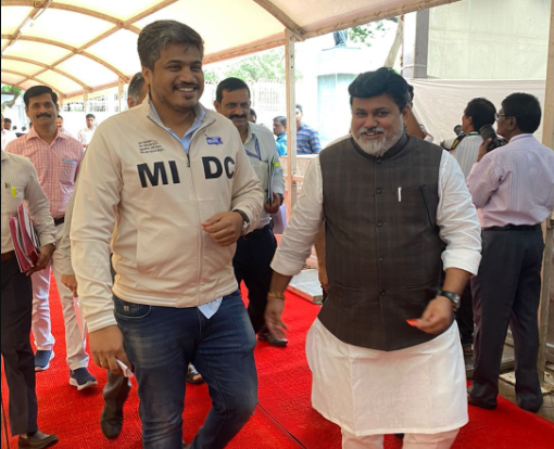 MLA Rohit Pawar arrives at Assembly wearing jacket highlighting MIDC ...