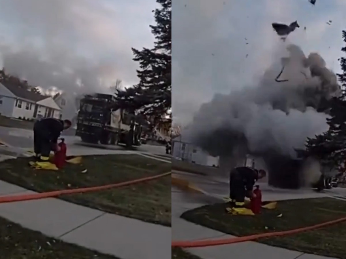 US Garbage Truck Blast Video: Three Injured in CNG Vehicle Explosion in ...