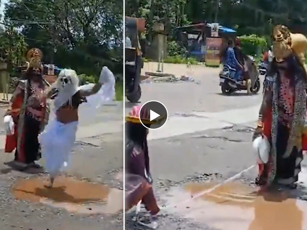 Karnataka: Yamaraj, Chitragupta and Ghosts Measure Potholes on Udupi Road; Watch Video - www ...