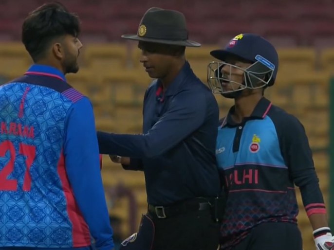 Nitish Rana, Ayush Badoni Clash During Syed Mushtaq Ali Trophy Quarter ...