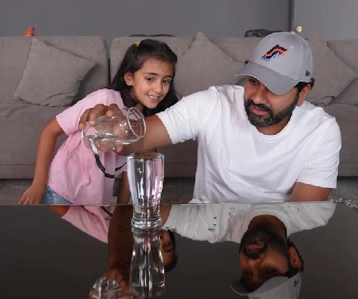 Rohit Sharma Shares Fun Moment With Daughter Samaira Playing ‘Don’t Spill the Water’ at Home ...
