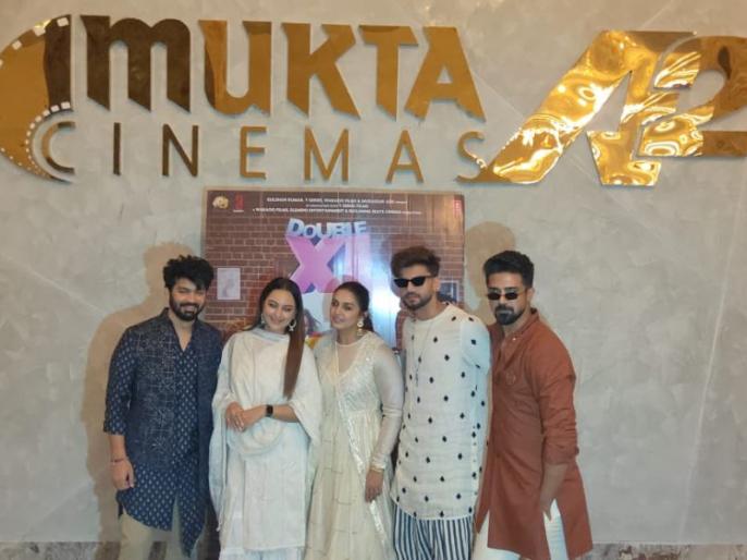 Double XL stars Sonakshi, Huma visit Mukta A2 cinemas to promote their ...