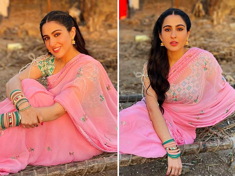 सारा अली खानने गुलाबी साडीत केलं फोटोशूट, अभिनेत्रीच्या एथनिक लूकवर ...